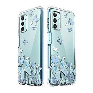i-Blason Cosmo Case for Samsung Galaxy A13 4G/ 5G, Slim Full-Body Stylish Protective Case with Built-in Screen Protector (Blue Butterfly)