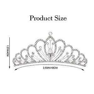Kilshye Silver Tiara Combs Princess Crystal Tiaras Comb Wedding Bridal Crown Headband Costume Birthday Hairpiece for Women and Girls (A-Silver)