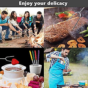 Liund Marshmallow Roasting Sticks, Smores Skewers for fire Pit Set of 4 Sturdy Stainless Steel, Multi-Color, Telescopic 45-inch Premium Safe Roasting Sticks for BBQ/Bonfire/Campfire/Hotdog/Grilling