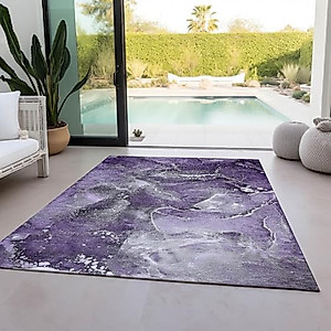 Addison Rugs Chantille ACN518 Purple 2'6" x 3'10 Indoor Outdoor Area Rug, Stain Resistant, Machine Washable, Non Shedding, Bedroom, Living Room, Dining Room, Kitchen Rug