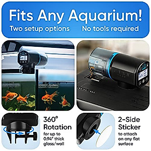 FISHNOSH Automatic Fish Feeder for Aquarium - New Generation 2023, Auto Food Dispenser with Timer for Small Tank, Big Aquariums & Pond - Battery-Operated Feeders for Goldfish, Koi, & More on Weekend