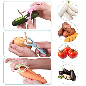 binyu Ceramic Vegetable Fruit Peeler and Paring Knives Set - Effortless Precision in Every Peel，Suitable for Processing Various Fruits and Vegetables in the Kitchen (Green)