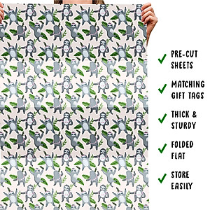 CENTRAL 23 - Sloth Wrapping Paper - 6 Gift Wrap Sheets - Fun GiftWrap for Men Boys Teenagers - Birthday - Made in the UK - Recyclable