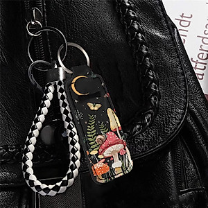 ZPINXIGN Mushroom Keychain Chapstick Holder Lip Gloss Holder Keychain with Clip-on Sleeve Pouch Travel Makeup Accessories
