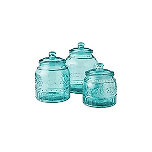 The Pioneer Woman Cassie Glass Canister 3 PC Set, Teal