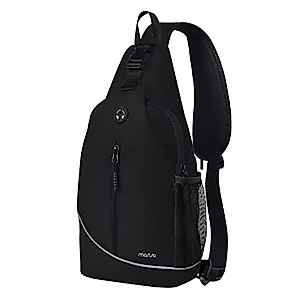 MOSISO Sling Backpack, Crossbody Shoulder Chest Bag Travel Hiking Daypack with Vertical Zipper Pocket&Reflective Strip, Black