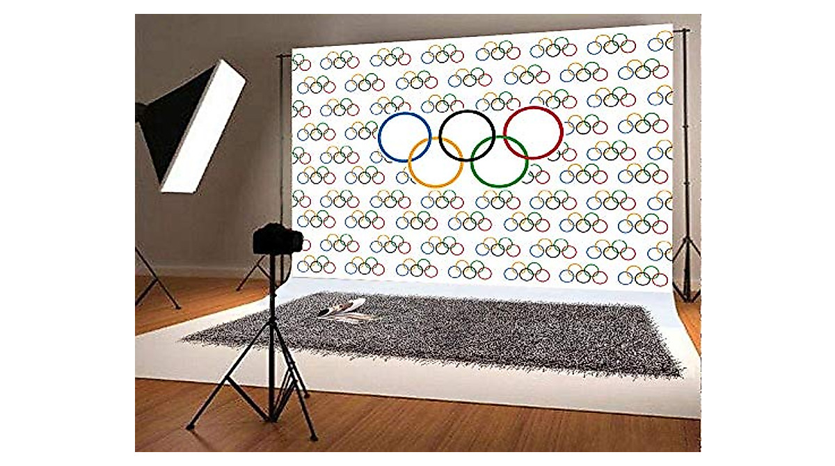 7x5ft Olympic Sports Backdrop with Multicolor Rings for Events & Photos