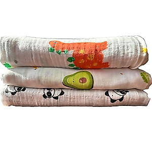 100% Organic Cotton Unisex Muslin Swaddle Blanket for Baby 3 Pack Hypoallergenic Breathable Baby Essentials Registry