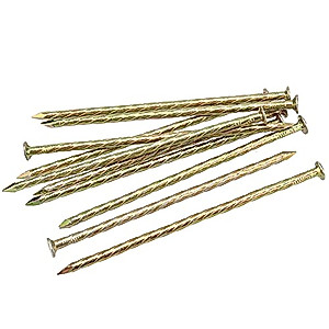 MOUYAT 100 PCS 6 Inch Metal Galvanized Spiral Spike, Landscape Garden Stakes Carpentry Nails Edging Anchors for Artificial Turf, Paver Edging, Construction, Weed Barrier, Tent, Gold