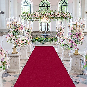 FUHSY Aisle Runner for Wedding Burgundy Carpet Runner Runway Rug 4x30FT Velvet Wedding Aisle Runners for Outsides Indoor Wedding Floor Runner Aisle Decorations for Graduation Prom Party Events