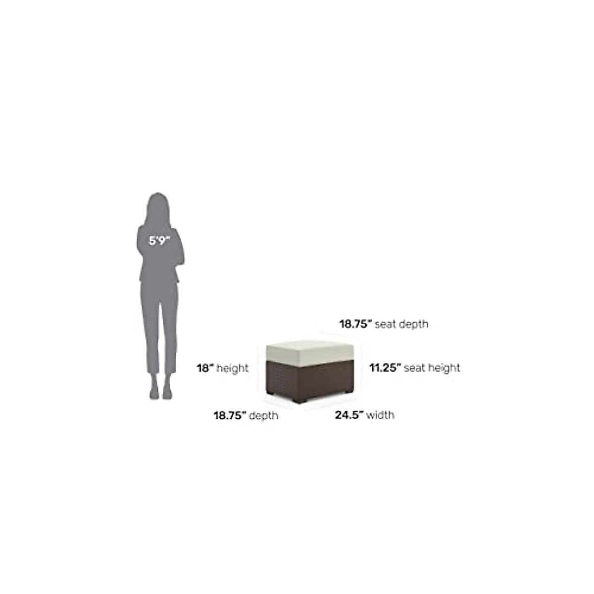 Homestyles 6800-90 Palm Springs Outdoor Ottoman, 1 Seat, Beige