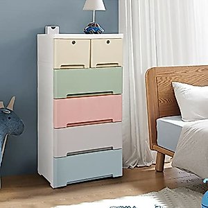 Nightstand Bedside Table Drawer Cabinet Plastic Drawers Dresser Storage Cabinet with 6 Drawers Closet Organizer Storage Drawer Modern and Elegant Look Storage Tower Dresser