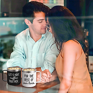 Gingprous Lets Have Coffee Together For The Rest Of Our Lives Insulated Coffee Mug Set, Engagement Wedding Gift for Couple Bridal Shower Gift Mr and Mrs Gift, 12oz Insulated Stainless Steel Travel Mug