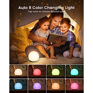 Morfone Night Light for Kids Baby Night Light with Soft Warm Light & Auto 8 Color Changing Dimmable Rechargeable Nursery Night Light with Touch Control & Timer Setting for Breastfeeding Up to 200H