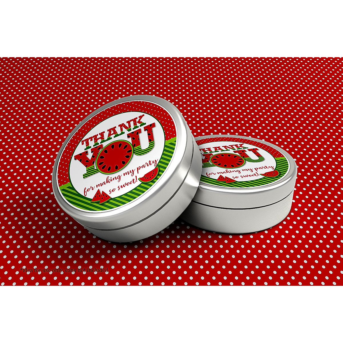 Red Watermelon Birthday Party Thank You Sticker Labels, 40 2" Party Circle Stickers by AmandaCreation, Great for Party Favors, Envelope Seals & Goodie Bags