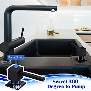 2 Pieces Matte Black Soap Dispenser for Kitchen Sink and 2 Inch Sink Hole Cover Set Countertop Dish Pump Head Sink Soap Dispenser with 17 oz Bottles Stainless Steel Faucet Hole Cover Sink Accessories