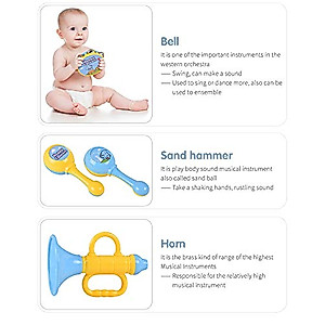 Baoli Kids Musical Instruments Toys ,Toddler Musical Instruments Toys Set Trumpet, Percussion, Maraca, Tambourine Birthday Gifts for Ages 1-3 Boys Girls and Children