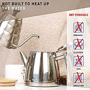 VeoHome Stainless Steel Tea Pot with Infuser - Keeps Heat Thanks to its Double Wall, Silver (1 Liter (34 oz))…