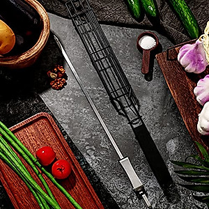 8 Pieces Grilling Basket and 4 Pieces Grilling Skewers Stainless Steel BBQ Grill Accessories Grilling Baskets Metal Barbecue Skewers for Vegetables Shrimps Meats