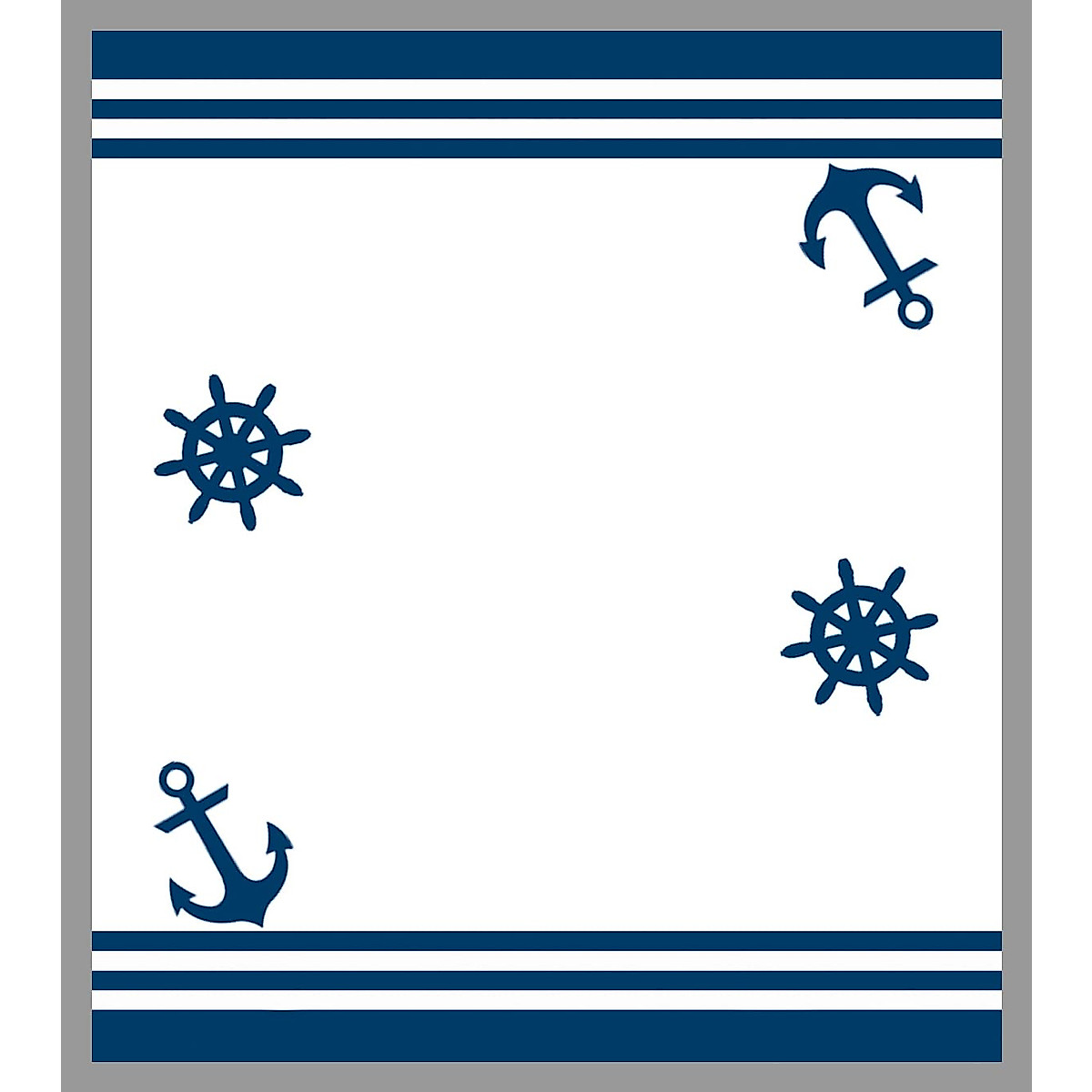 Nautical Place Cards - 25 Pack - Nautical Food Cards. Blue Anchor and Captain’s Wheel over Stripes Design, for Dinner Parties, Banquets, Cocktail Parties, Buffet. 2” x 3.5”. Scored for Folding.