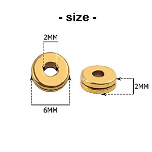 Metal Spacer Beads,200pcs Flat Round Disc Rondelle Spacer Beads Metal Rondelle Beads Spacers for Jewelry Making(6mm) - Silver and Golden