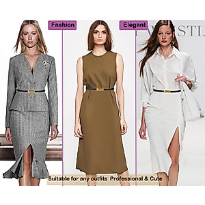 ALAIX Women's Leather Skinny Belt for Dress Adjustable Thin Waist Belt Dress Belt with Vintage Gold Buckle Black