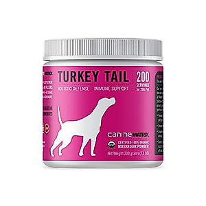 Mushroom Matrix Canine Organic Mushroom Powder Turkey Tail Immune Support and Holistic Defense Supplement for Dogs, 200 Grams (Packaging May Vary)