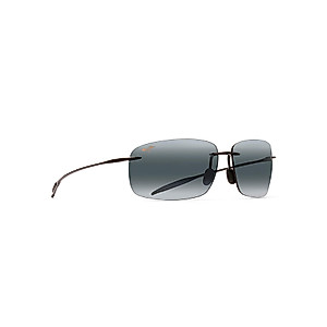 Maui Jim Men's and Women's Breakwall Polarized Rimless Reading Sunglasses, Gloss Black/Neutral Grey, Medium, +2.5