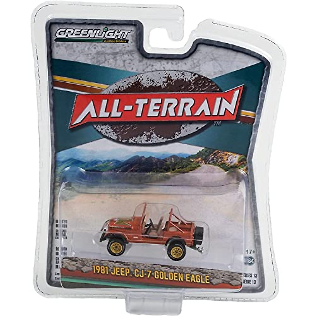 1981 CJ-7 Golden Eagle Russet Brown Metallic with Graphics All Terrain Series 13 1/64 Diecast Model Car by Greenlight 35230 C