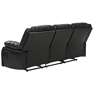 Signature Design by Ashley Calderwell Faux Leather Manual Pull-Tab Reclining Sofa, Black