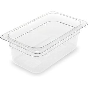 Carlisle FoodService Products Storplus Food Storage Container Food Pan, Chafing Pan for Catering, Buffets, Restaurants, Polycarbonate (Pc), 1/4 Size 4 Inches Deep, Clear, (Pack of 6)