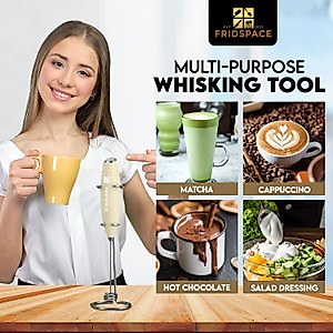 Handheld portable milk frother durable double whisk electric coffee machine, battery operated stainless steel milk mixer with stand, instant foam maker for latte, cappuccino, hot chocolate, Frappe