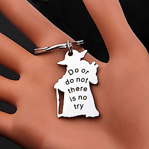KUIYAI Do or Do Not There is No Try Keychain Star Master Jedi Gifts (Keychain Silver)