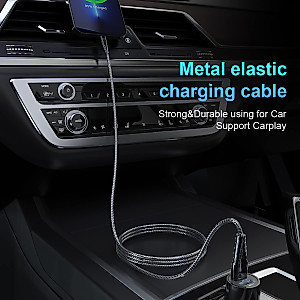 Metal Braided iPhone Charger Cable 6.6Ft/2M Long Lightning Cable Apple MFi Certified Fast Charging iPhone USB Cord iPhone Syncing Data Cable chew Proof for iPhone 13/12/11/X/Max/8/7/Plus/ipad-2 Pack