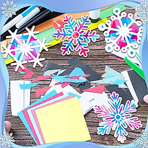 36 Pieces Snowflakes Paper Suncatcher Paper Cuts Set Snowflakes Party Decoration Glass Decoration DIY Window Art Children Crafts Party Gifts
