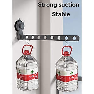 hreyfull Wall Mounted Clothes Drying Rack, Folding Laundry Hanger Dryer Rack with Suction Cup, Space Saver 360° Retractable Drying Racks for Laundry, Balcony, Bedroom (Black)