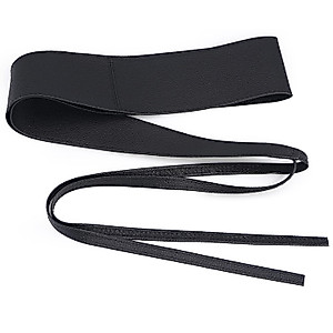 HIQUACC Lace-up Waist Belt Faux Leather Corset Belt Tie Wrap Bowknot Waistband for Women (Black M)