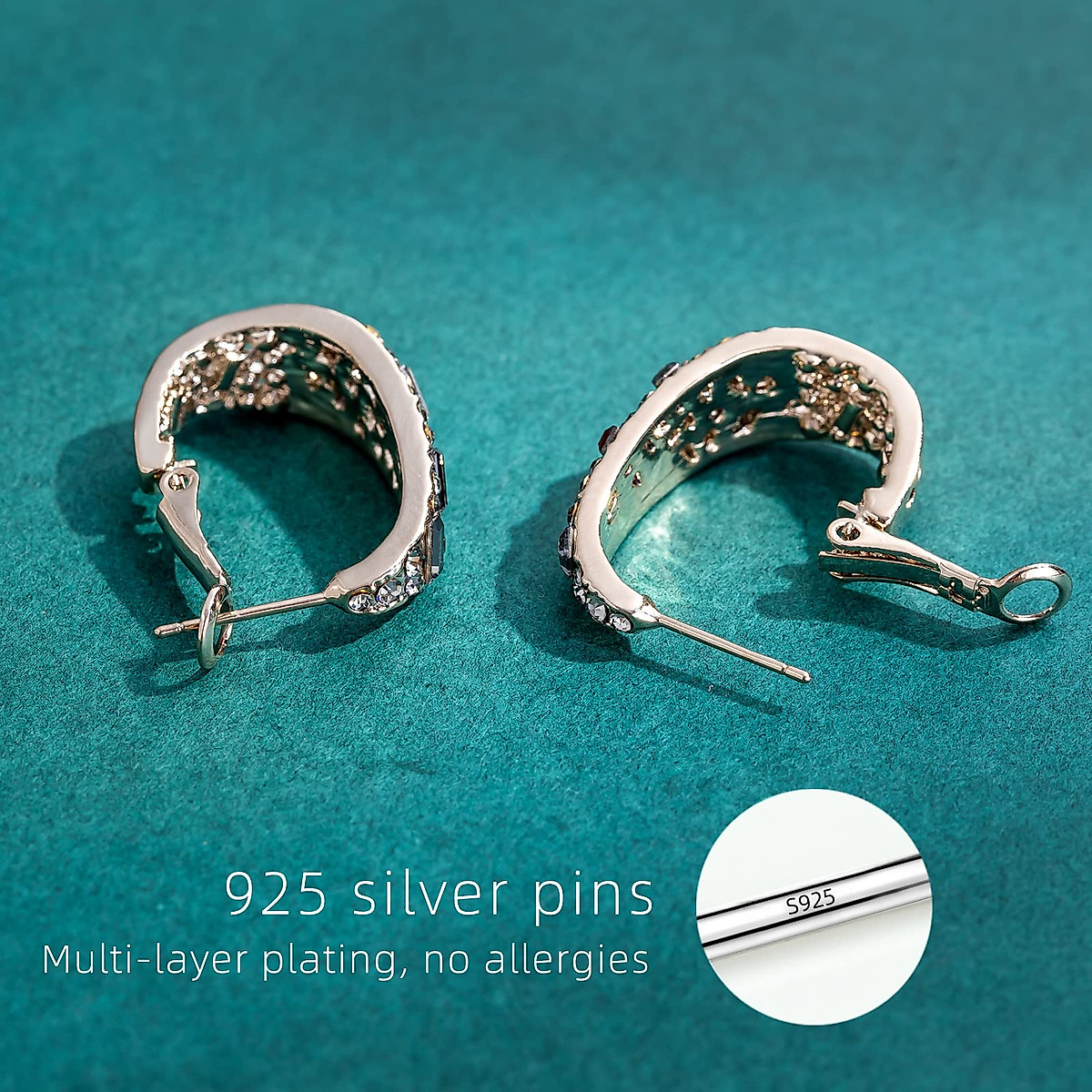 Qlady Crystal Hoop Earrings For Women Bright Silver Plated Oval Inside Out Earring,Sparkly Earring Jewelry