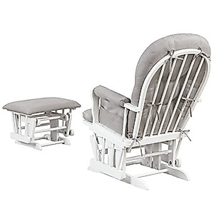 Angel Line Grayson Glider and Ottoman with Arm Rest ,White with Gray