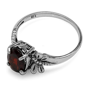 Silvershake 1.36ct. Natural Garnet 925 Sterling Silver Dragonfly Solitaire Ring Size 5