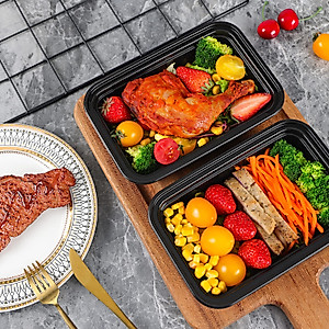 Moretoes 50 Pack Meal Prep Containers Reusable 24 Oz, Disposable Food Storage, Plastic Containers for Lunch-Microwave, Freezer, Dishwasher Safe