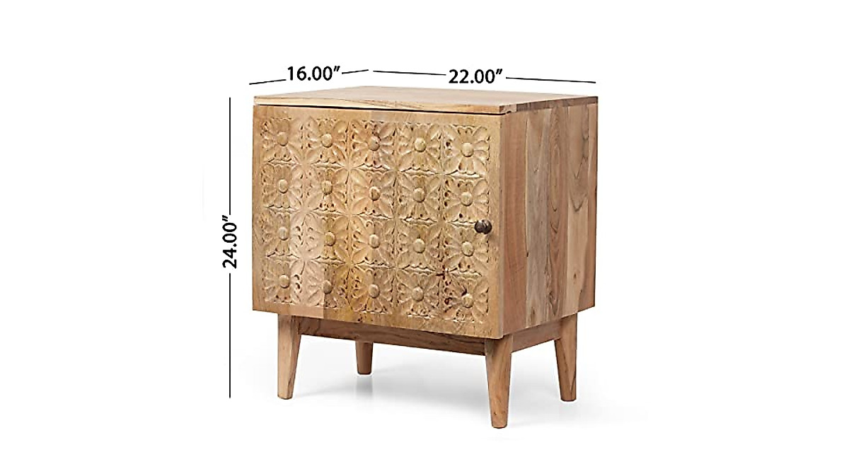 Christopher Knight Cooney Nightstand in Natural - Boho Chic Design