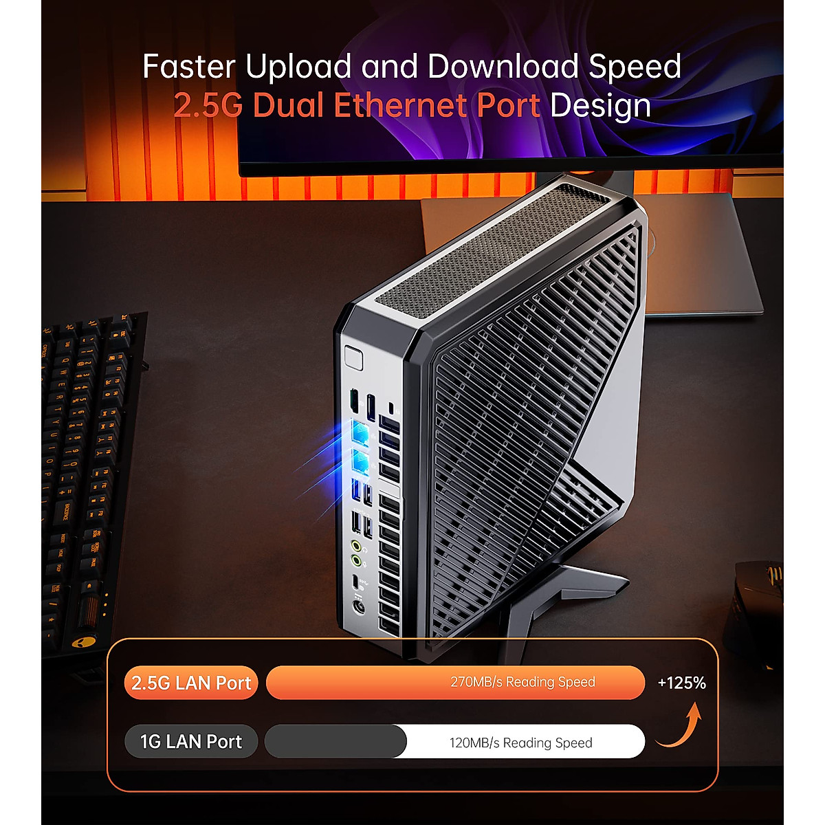 ACEMAGICIAN Mini Gaming PC with Graphics Card RX6400(4GB), Ryzen 7 5800H(up to 4.4GHz, 8C/16T) Desktop Computer, 32GB DDR4 512GB SSD, WiFi 6 & Bluetooth 5.2, Dual 2.5G RJ45 for Gaming, Office, HTPC