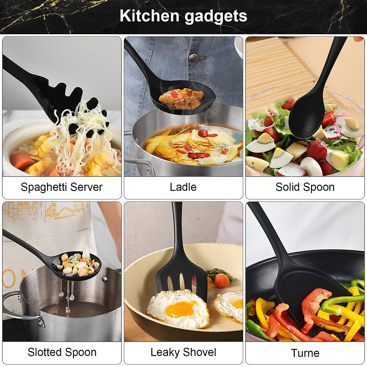 Kitchen Utensils Set, 18PCS Silicone Cooking Utensils Set, Kitchen Gadgets Tools Set for Nonstick Cookware Dishwasher Safe Heat Resistant Apartment Home & Kitchen Must Haves