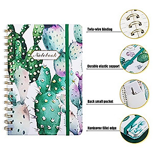 EOOUT 3 Pack Spiral Notebook, 6"x 8.5" Hardcover Spiral Journal, 160 Pages, Cute Cactus, Back Pocket, 100gsm Paper, Cute Notebook for Work, Office, School Supplies