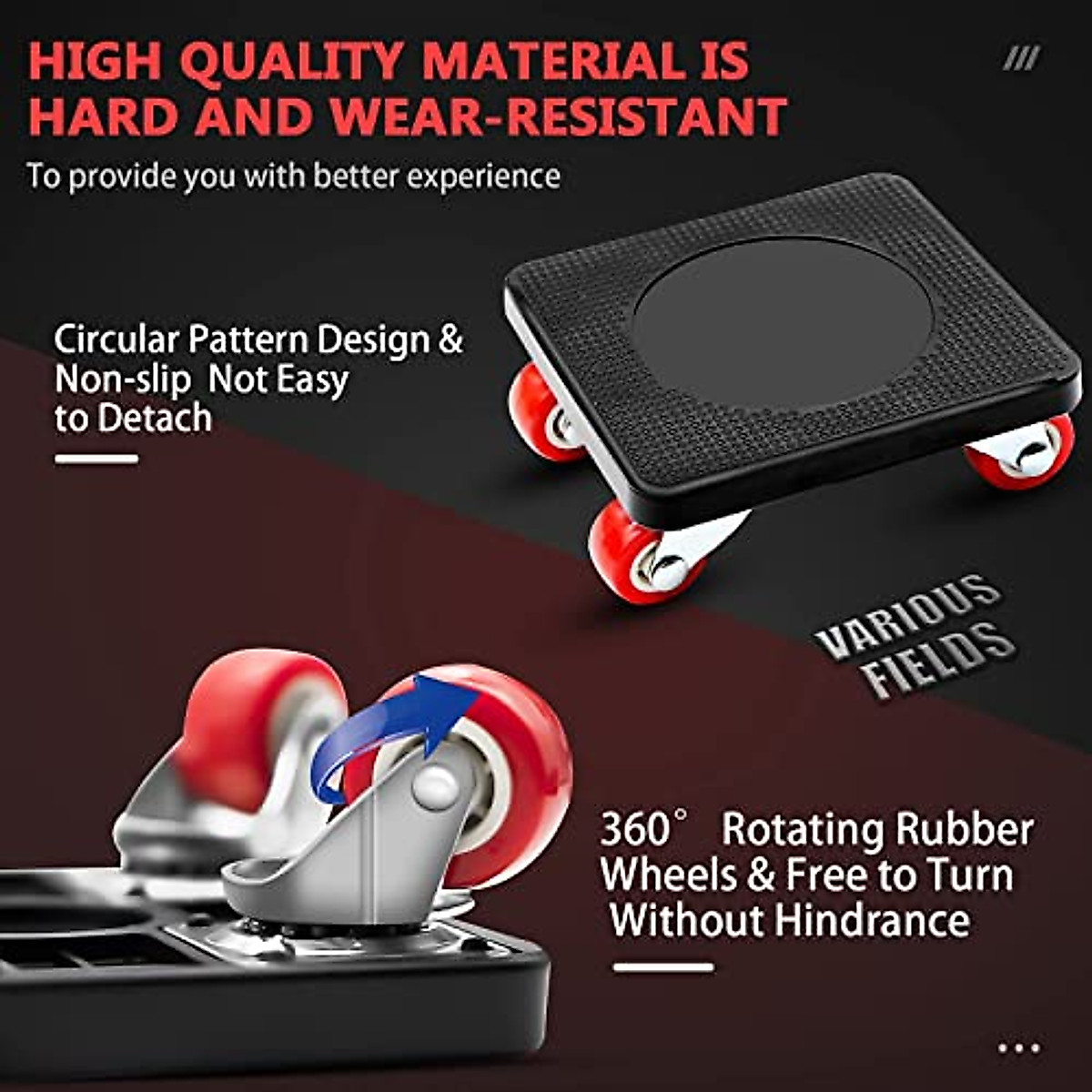 Furniture Mover Dolly, Moving Dolly, 4 Wheels & Furniture Lifter Set, 360° Rotation Wheels Furniture Movers, 800 Lbs Load Capacity, for Moving Heavy Furniture, Refrigerator, Sofa, Cabinet