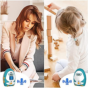 TimeFlys Audio Baby Monitor OL Portable, Two-Way Talk, Long Range up to 1000 ft, Temperature Monitoring and Warning, Lullabies, Vibration, LCD Display, 1 Adaptor 1 Set of Rechargeable Battery