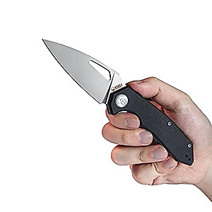 KUBEY Coeus KU122A 7.28" Thumb Open Pocket Knife, High Flat Ground Blade and Ergonomic G10 Handle Small Knife for Camping Hunting and Everyday Carry