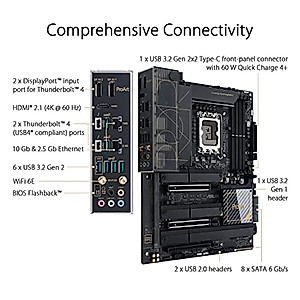 ASUS ProArt Z790-Creator WiFi 6E LGA 1700(Intel® 12th&13th Gen) ATX Content Creator Motherboard(PCIe 5.0,DDR5,2X Thunderbolt™ 4,10G&2.5G LAN,4xM.2/NVMe SSD,Front Panel USB 3.2 Gen2x2 Type-C)