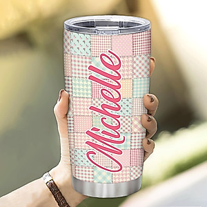 Hyturtle Personalized Gifts For Sewing Lover - Sewing Printed Customized Name Stainless Steel Tumbler 20 oz With Lid - Idea Quilting Lover Gifts For Women, Girl, Kids On Birthday, Christmas